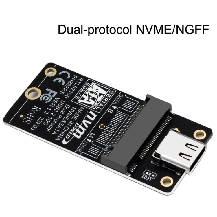 M.2 NVME Hard Disk Box Transfer Card RTL9210B Chip Type-C / USB-C USB3.1 Gen2 10Gbps(Black)