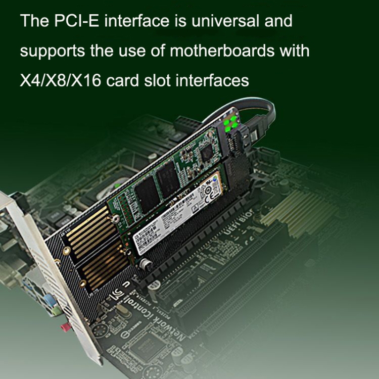 M.2 NVME NGFF SSD To PCIE SATA Dual Disk Conversion Expansion Card ...