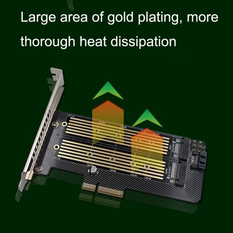 M.2 NVME NGFF SSD To PCIE SATA Dual Disk Conversion Expansion Card ...