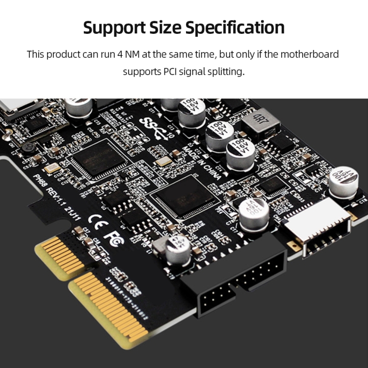 PCIE 3.0 To USB 3.2 Extension Card Type-C Port Front Type-E Expansion ...