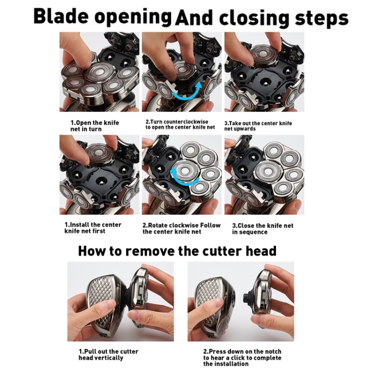 Single Machine 9 Knife Head Multifunctional USB Shaver Full Body Water ...