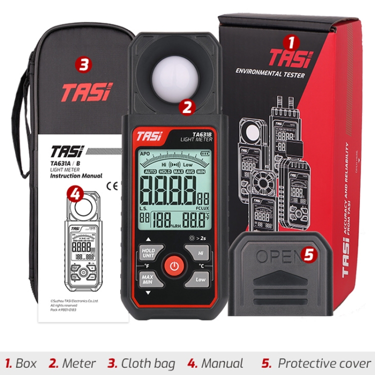 TASI TA631A 200,000 LUX 조명 측정기 밝은 테스트 장비 밝기 측정기