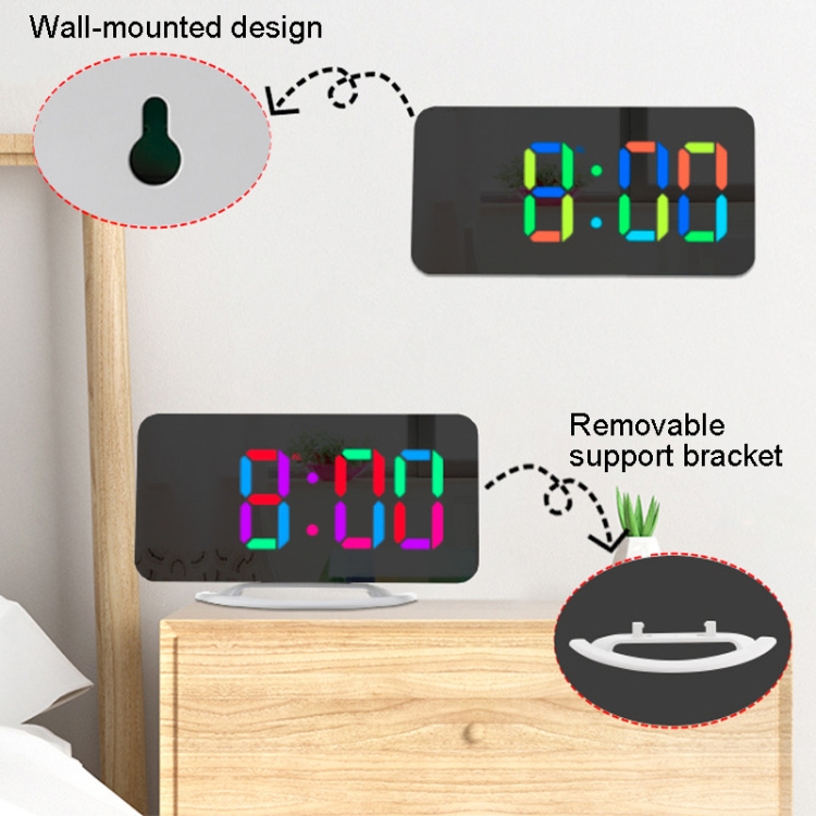 Ts 8201 Led 디지털 미러 알람 시계 큰 화면 듀얼 Usb 데스크탑 테이블 시계 색상 화이트 쉘 레드 라이트