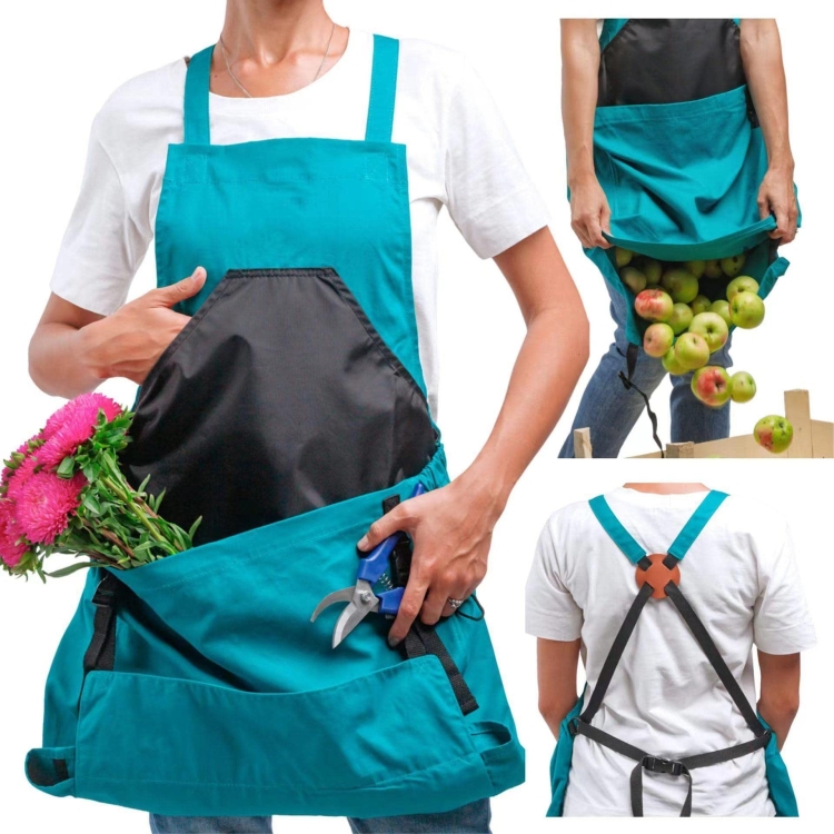 Oxford Fabric Picking Fruit And Vegetable Backpack Tool Apron(Blue)