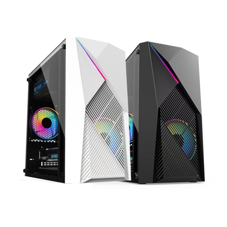 EVESKY RGB Light Bar Computer Case ATX Top Power Supply Transparent ...