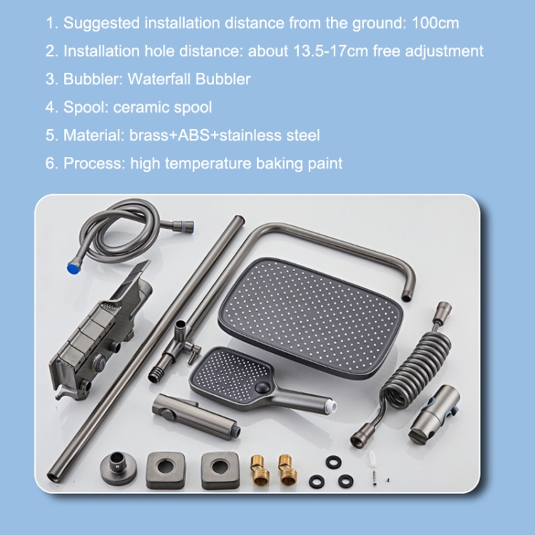 피아노 디지털 디스플레이 전체 구리 수도꼭지 스퀘어 노즐 샤워 세트 색상 흰색 1105