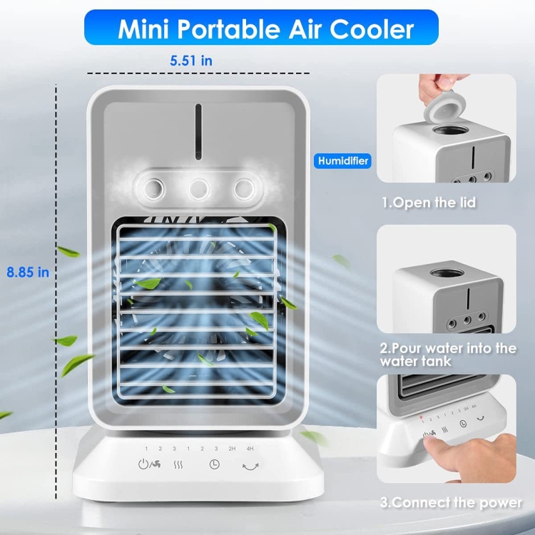 2600mAh USB Mini Desktop Spray Humidification Cooling Fan Home Air ...
