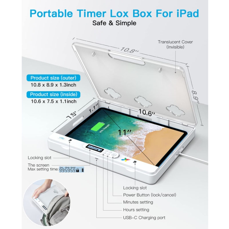 IDISKK Lock02 Phone Tablet PC Smart Timer Lock Box Self-discipline Lock