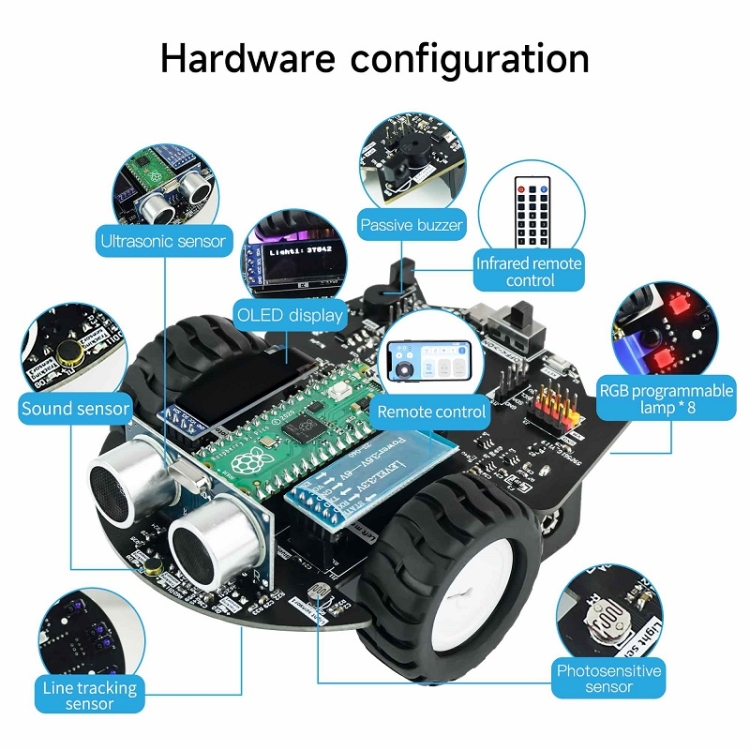 Yahboom Python 프로그래밍 스마트 자동차 개발 보드 키트 Raspberry Pi Picopico Robot용