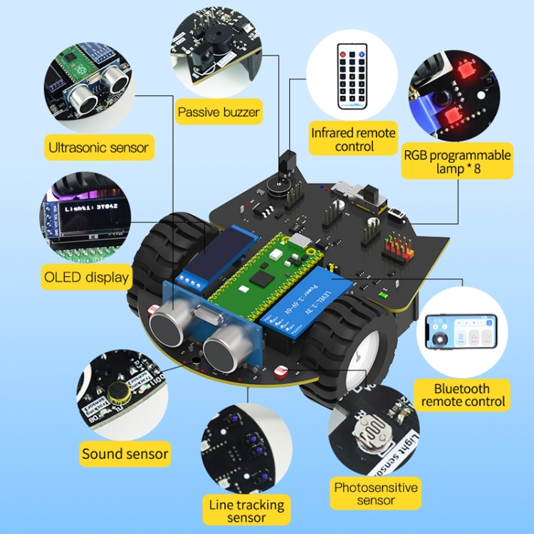 Yahboom Python 프로그래밍 스마트 자동차 개발 보드 키트 Raspberry Pi Picopico Robot용