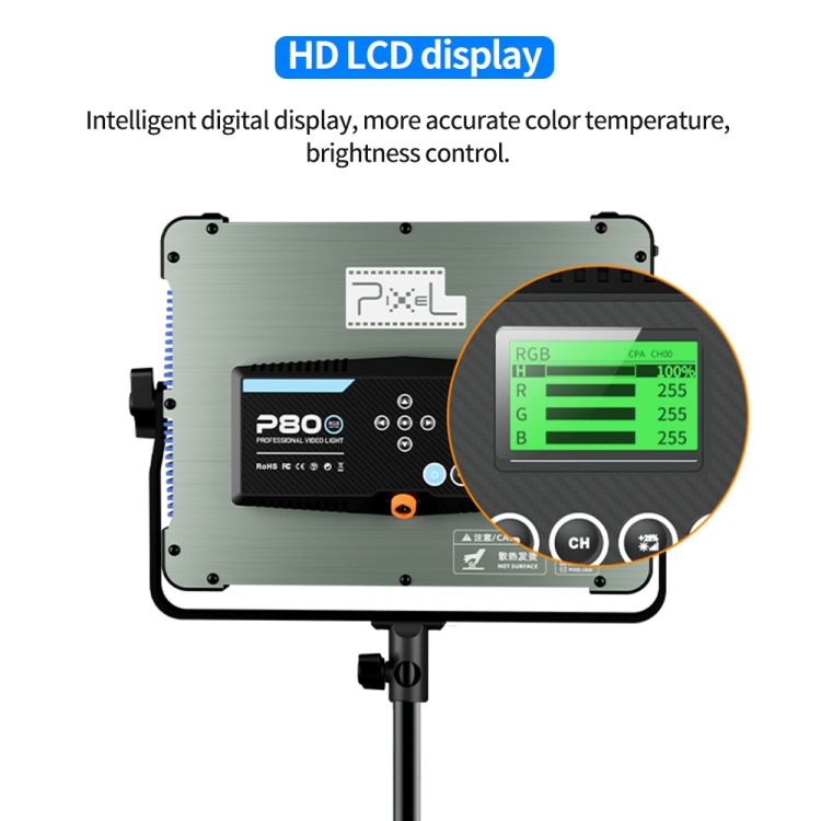 Pixel P80 Rgb 풀 컬러 Led 채우기 라이트 App 원격 제어 태블릿 사진 라이브 사진 소프트 라이트 분위기 조명
