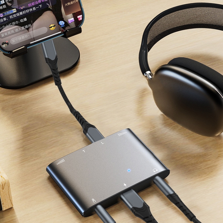 2 In 1 8 Pin+Type-C/USB-C Stereo Dual Channel Sound Card Live Converter ...