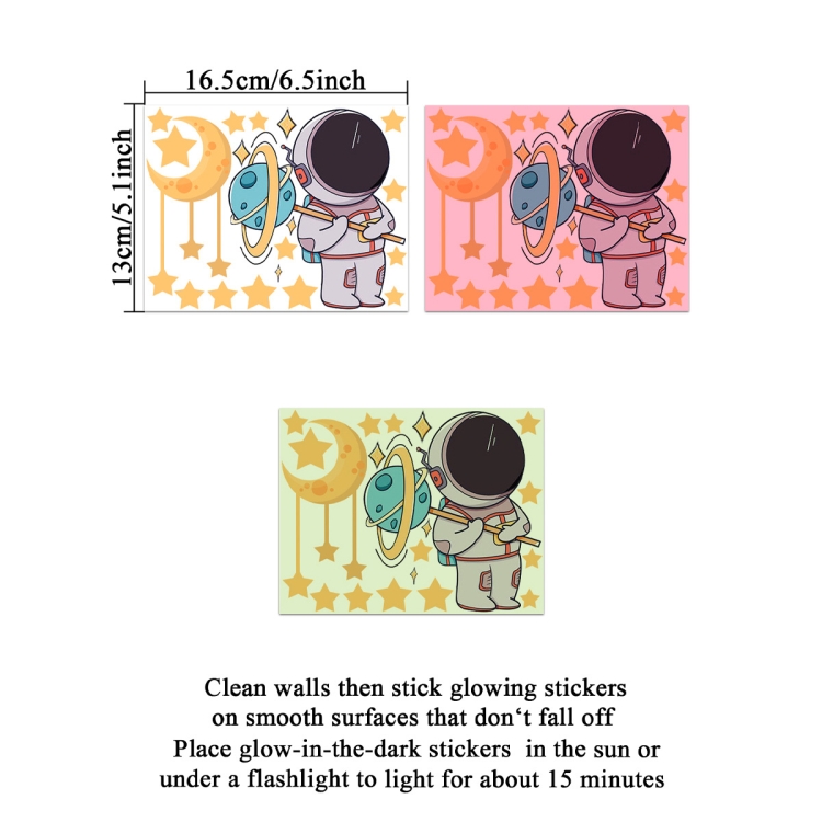 Luminous Astronaut Stars Moon Switch Stickers Children Room Luminous ...