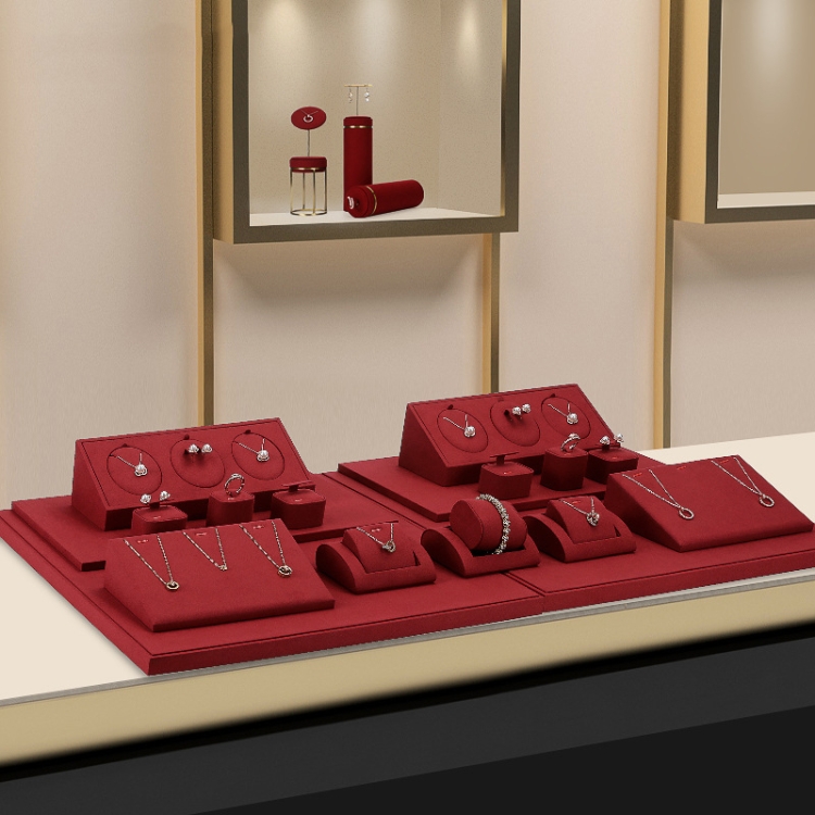 25x12x2cm 증가 보드 쥬얼리 디스플레이 랙 마이크로 화이버 쥬얼리 카운터 디스플레이 소품