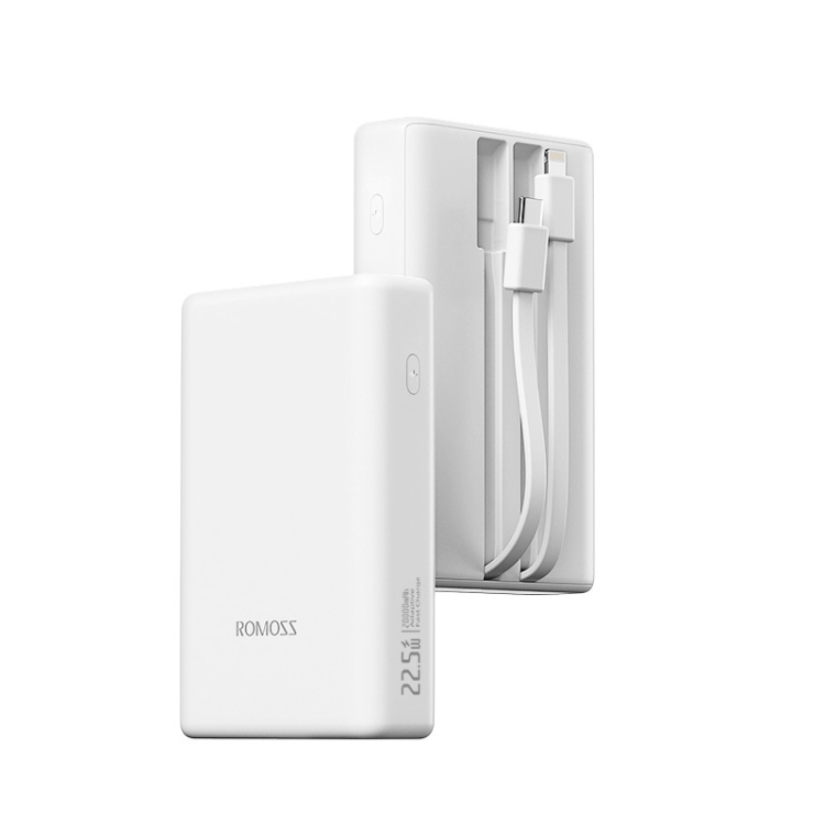 ROMOSS PAC20 PD 20W 20000mAh 파워 뱅크 내장 8핀 및 Type-C/USB-C 케이블(그라디언트 색상)