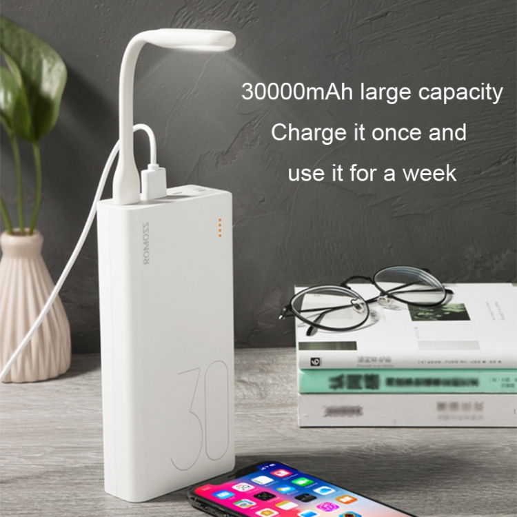 ROMOSS Sense8 30000mAh Power Bank Mobile Phone External Battery Pack(White)