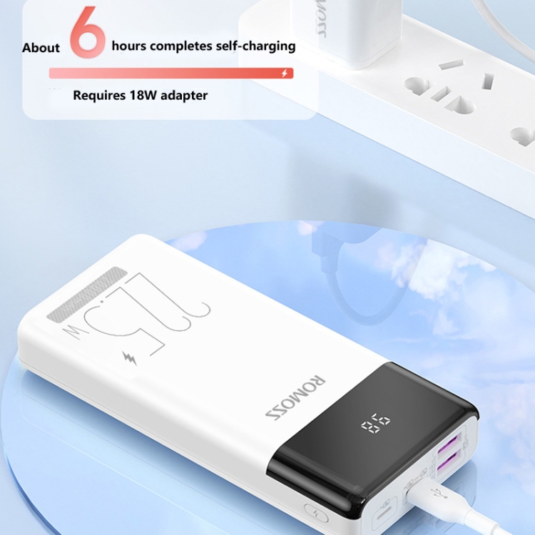 ROMOSS 22.5W 20000mA Power Bank 2 USB +1 Type-C Output Port