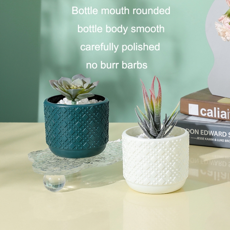 간단한 Pe 꽃병 습식 및 건식 꽃꽂이 용기 모조 유약 장식 레슬링 저항성 화분 우유 흰색