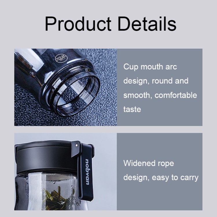 Nobvan Magic Ball 자기 폭탄 차 창고 Tritan 대용량 스포츠 컵, 스타일: 1200ml (회색)