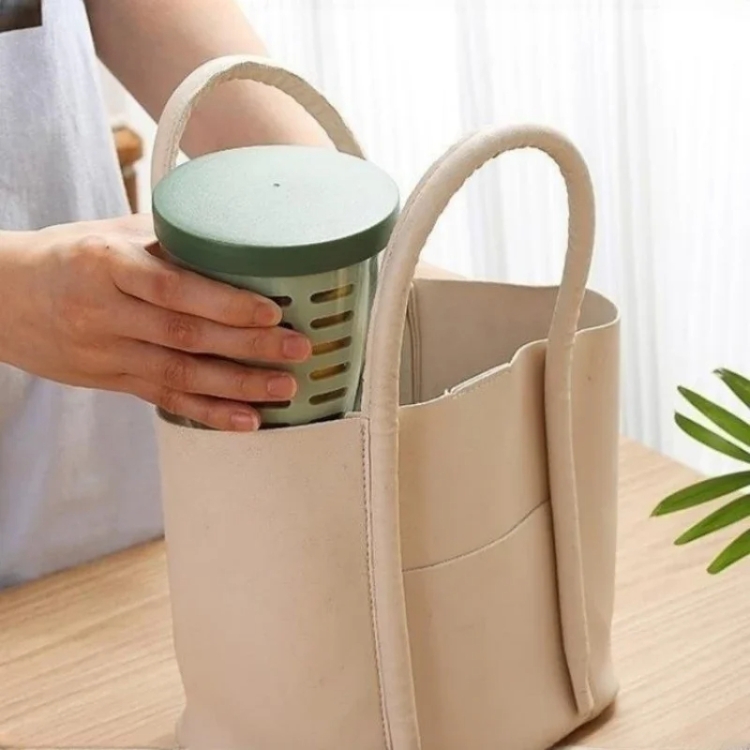 뚜껑과 포크가 있는 600ml 과일 및 채소 스낵 컵 밀폐형 누출 방지 샐러드 상자파란색