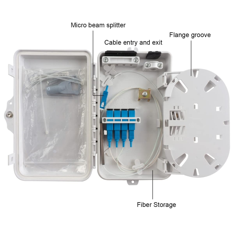 4 Core Fiber Splitter Box Wall Mounted FTTX Distribution Box