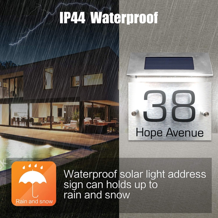 Large-18LEDs Two-color Light Stainless Steel Solar House Number Wall ...