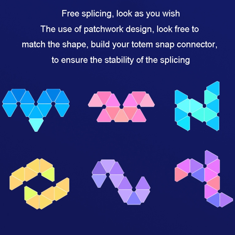 12 개대 삼각형 접합 지능형 사운드 제어 양자 빛 분위기 조명 원격 제어 미국 플러그 블루투스 모델