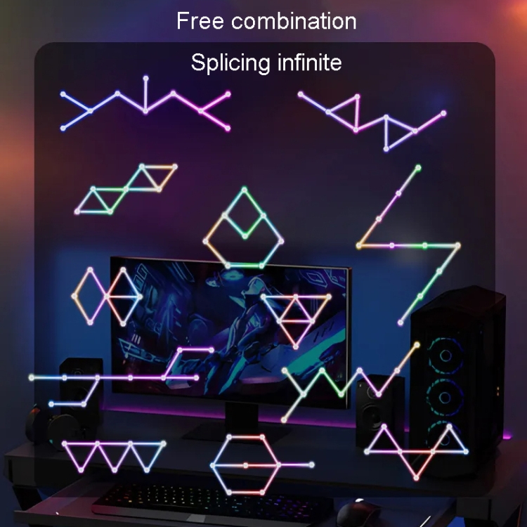 6 개 세트 Led Wifi 낙서 블루투스 스마트 접합 양자 빛 Diy 분위기 조명 원격 제어 미국 플러그 흰색