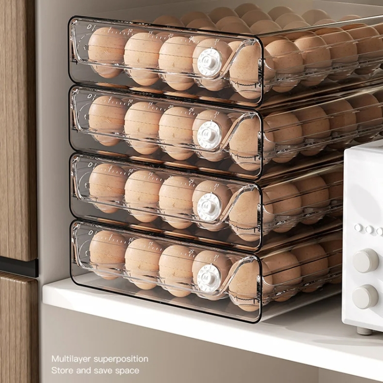 Extra Large Double Layer 60 Grid Cream Color Egg Storage Box PET ...