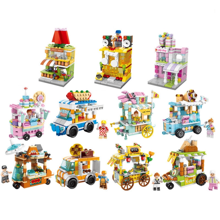 LELE BROTHER Children Assembling Mini City Street Scene Building Blocks ...