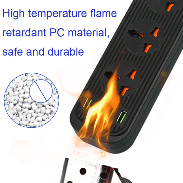 A03 2m 3000W 5 Plugs + 4-USB Ports Multifunctional Flame-retardant ...