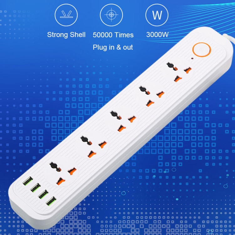 A03 2m 3000W 5 Plugs + 4-USB Ports Multifunctional Flame-retardant ...