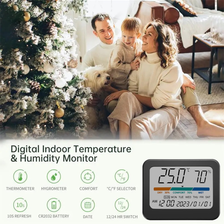 Indoor Temperature And Humidity Monitor Thermometer Hygrometer With ...