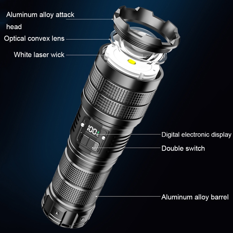 X9 Outdoor White Laser Digital Display Zoom Flashlight Long Range ...