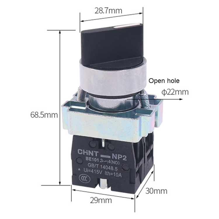 CHINT NP2-BD33 3 Gear Self-locking 2NO Power Transfer Switch Short Handle Master Knob 22mm