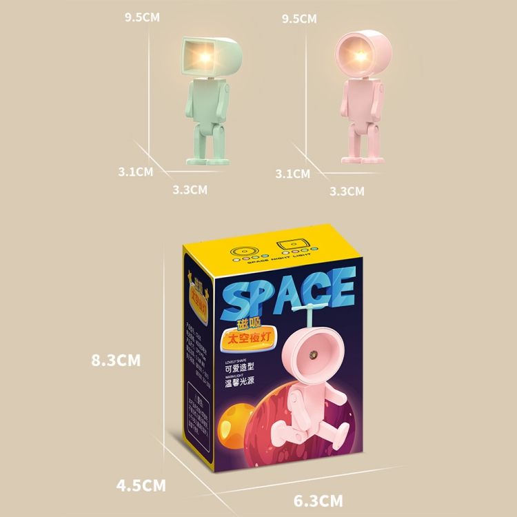 미니 우주 비행사 자석 Led 야간 조명 데스크탑 빌딩 블록 장식품 책상 램프 색상 사각형 녹색