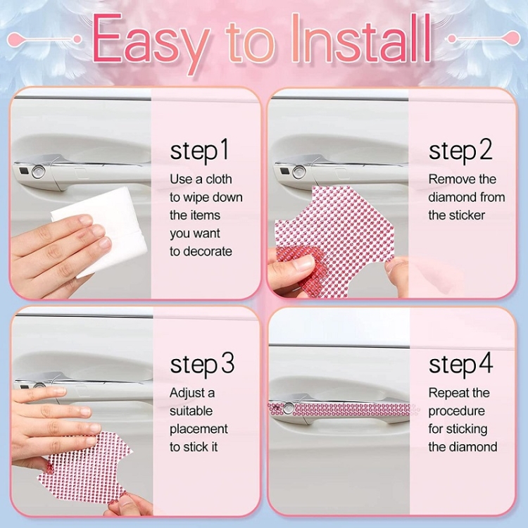 4mm Diy 자기 접착 반짝 이는 크리스탈 스티커 자동차 장식 스티커 흰색