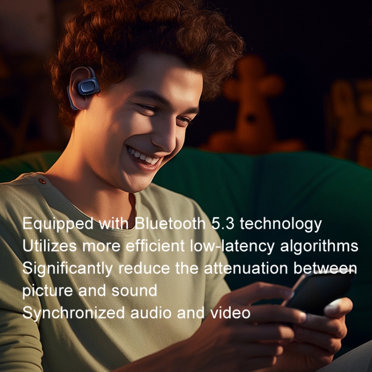 Remax Openbuds P5 화려한 크리스탈 매달려 귀 공기 전도 블루투스 이어폰 Ows 스포츠 음악 무선 이어폰네이비