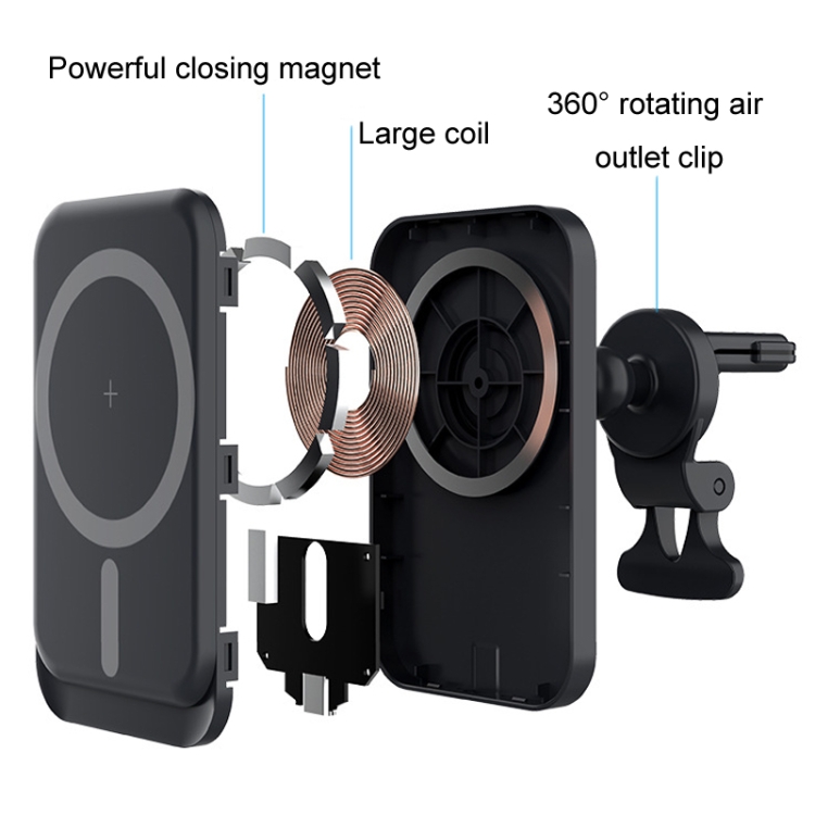 Magsafe Car Air Vent Wireless Charger Cell Phone 15W Fast Charger(Black)