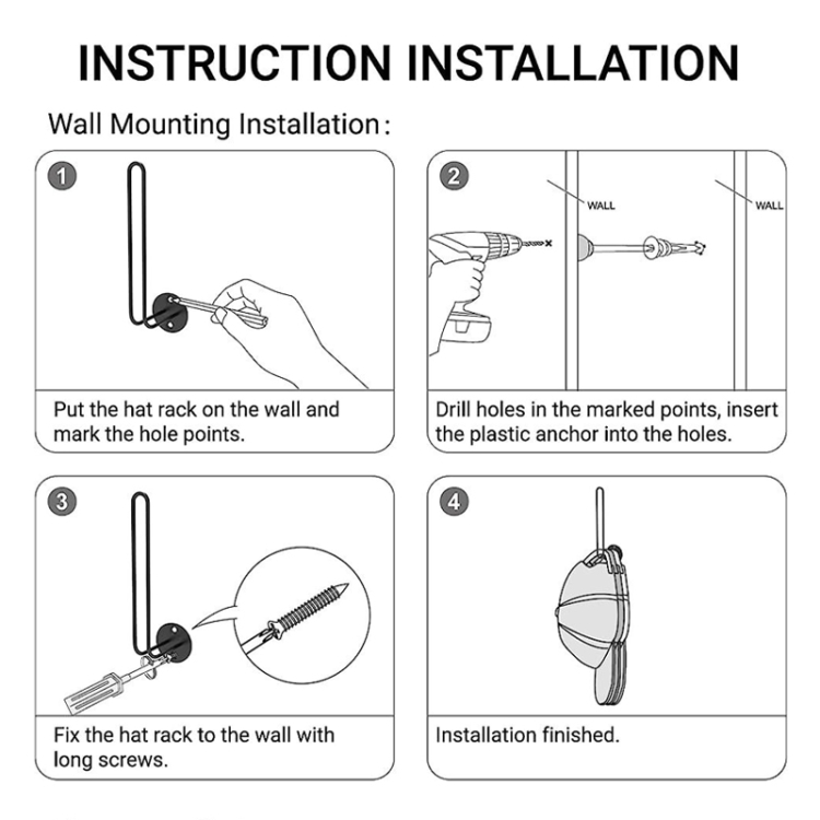 L-Shaped Iron Wire Rack Baseball Cap Storage Stand Wall Mounted Hat ...