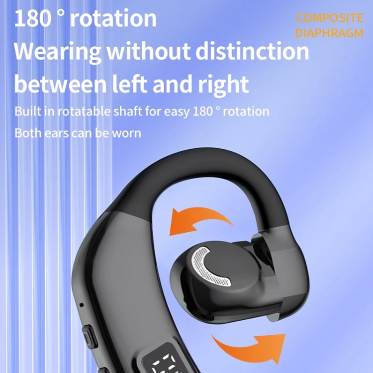 Bluetooth Headset Digital Display Hanging Ear OWS Stereo Sports Earbuds ...