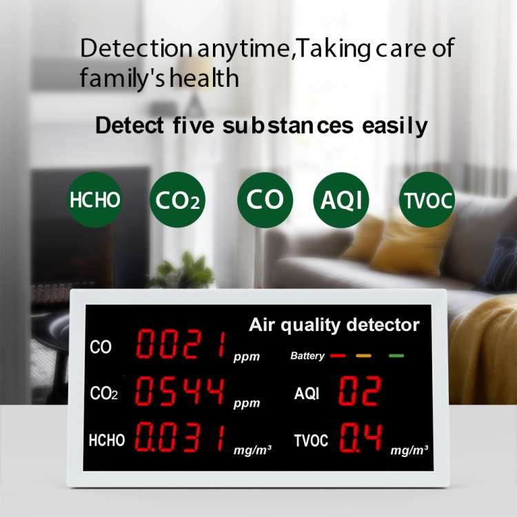 5-in-1 Indoor Home Portable Air Monitor TVOC Formaldehyde Detector(W17 ...