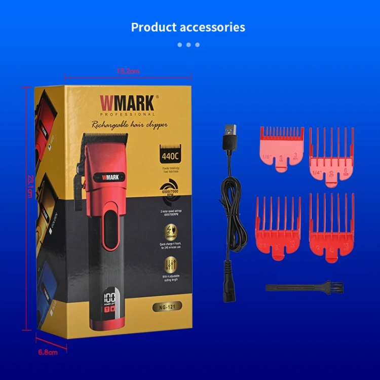 WMARK NG-121 Ceramic Blade Hair Clipper Cordless Electric Hair Trimmer ...