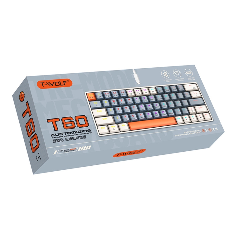 T-WOLF T60 63 Keys Office Computer Gaming Wired Mechanical Keyboard ...
