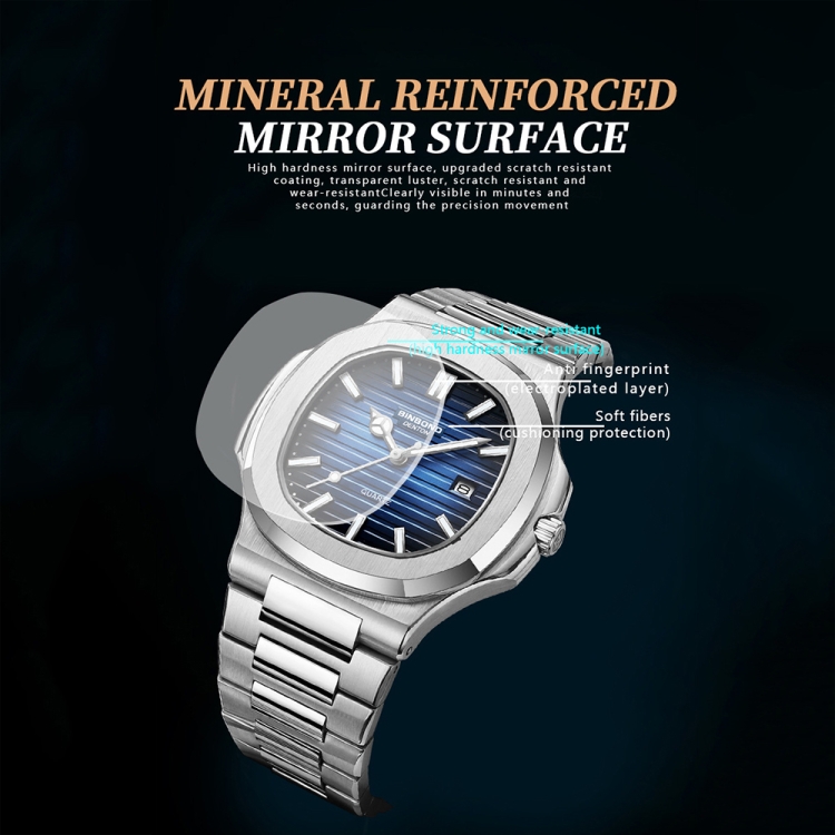 BINBOND B1885 30m Waterproof Retro Luminous Square Men Quartz Watch ...