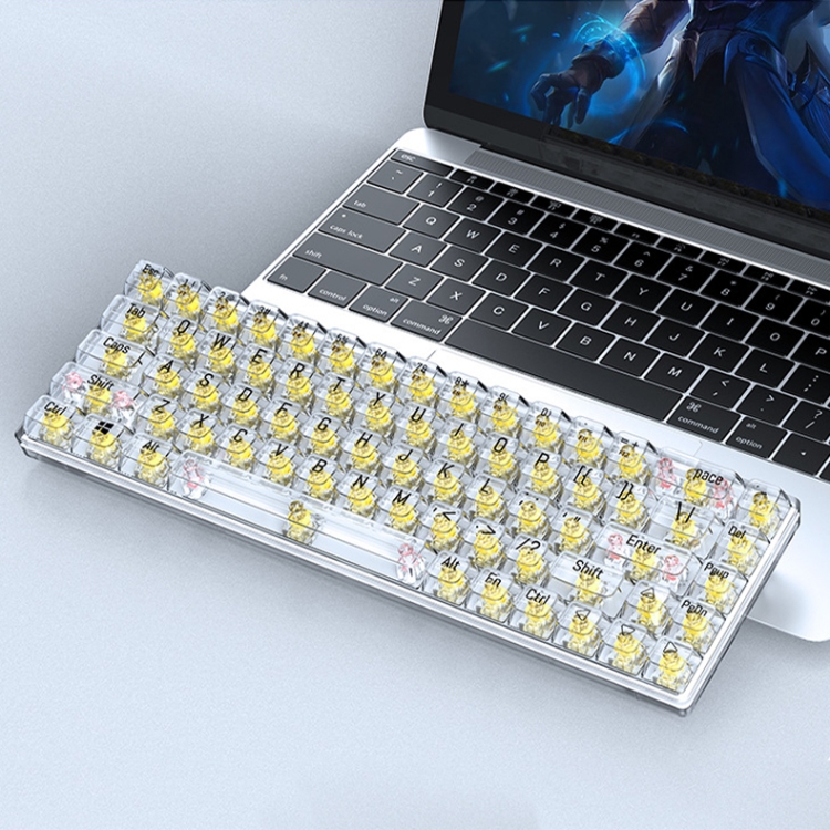 T-WOLF T40 68-Keys RGB Mixed Light Office Gaming Transparent Mechanical ...