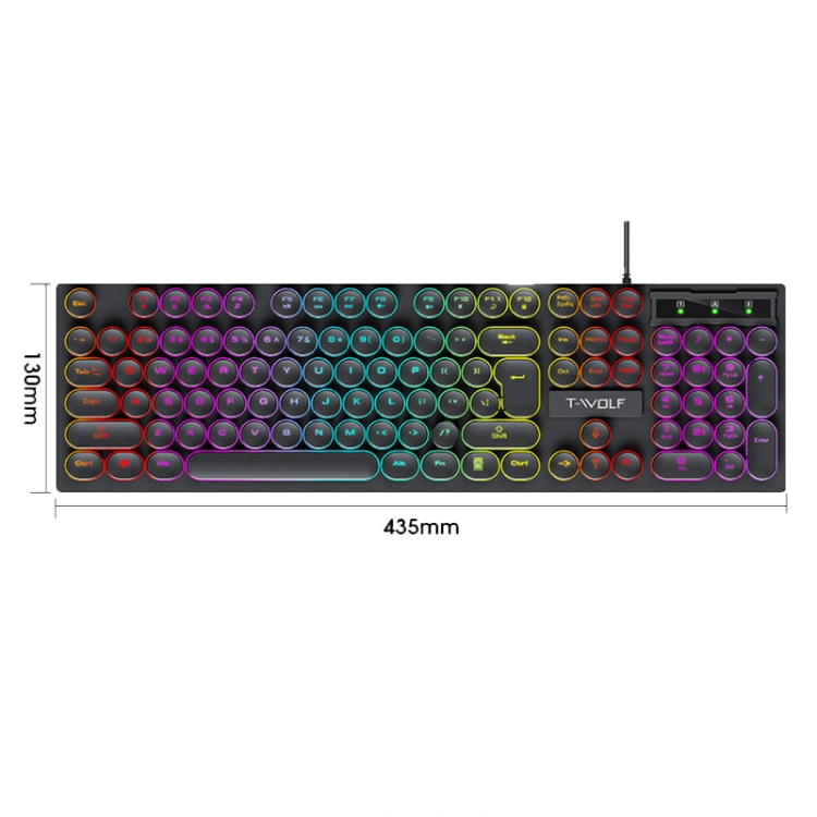 T-WOLF T80 104-Keys RGB Illuminated Office Game Wired Punk Retro ...