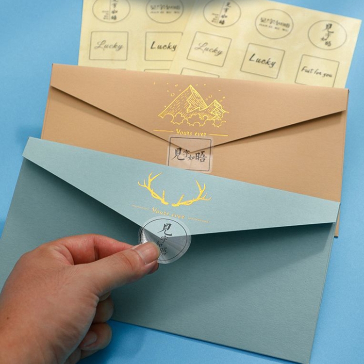 26 개대 빈티지 포일 스탬핑 간단한 인사말 카드 초대장 로맨틱 봉투 5 밝은 색상 20 노란색 빈 편지 용지 투명 스티커