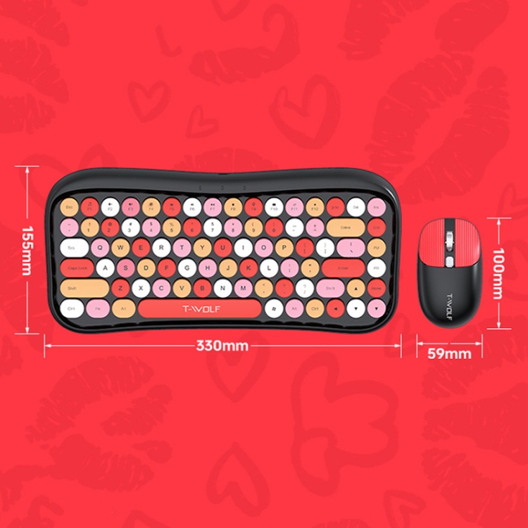 T-WOLF TF660 2.4G+5.0 Bluetooth Dual-Mode Retro Wireless Keyboard And ...