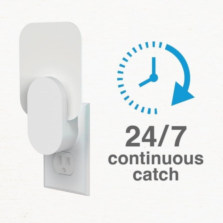 파리 나방 모기 및 기타 비행 곤충용 플러그인 리필형 플라이 트랩접착제 카드 2개 포함 Eu 플러그흰색